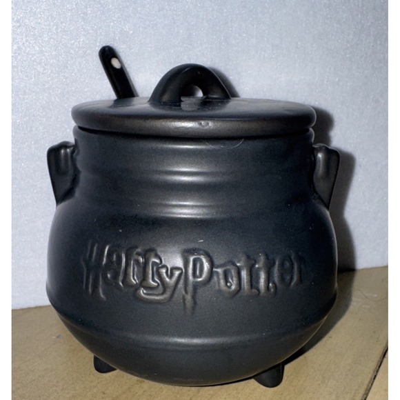 Art | Harry Potter Cauldron With Spoon And Lid Black Ceramic | Poshmark